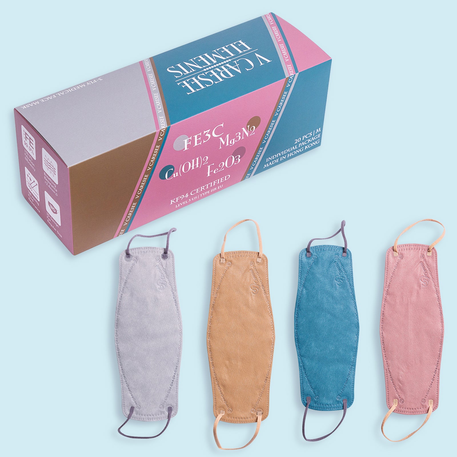 【Element 3D Medical Face Mask for Adults】 MIX4 Individual package (20p